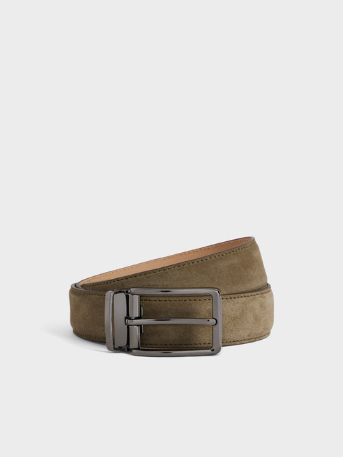 Ceinture ajustable en cuir nubuck kaki Father & Sons