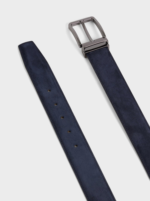 Ceinture ajustable en cuir nubuck bleu marine Father & Sons