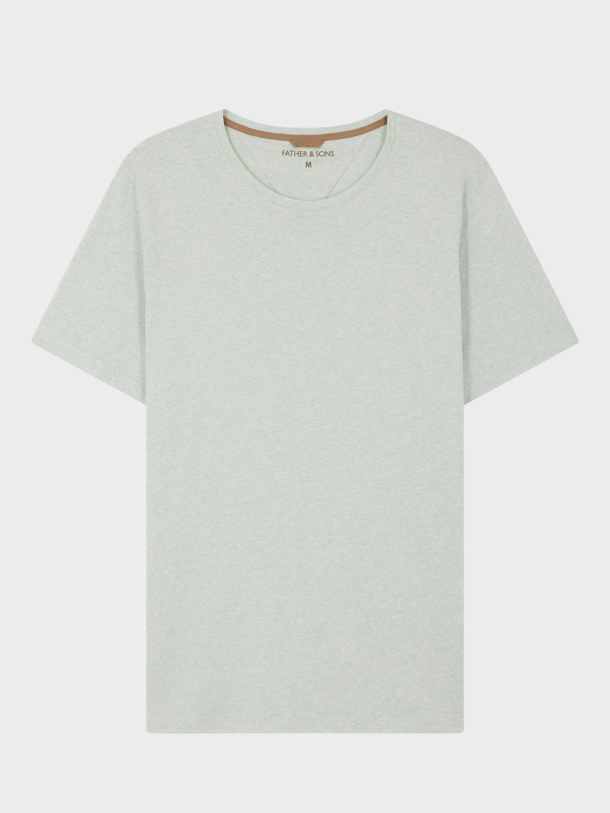 Tee-shirt col rond en coton et lin vert d'eau Father & Sons
